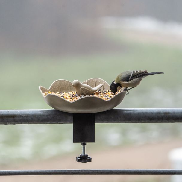 Solar Bird Feeder LED Floor Lamp With Feeding Tray Umbrella Decoration ...